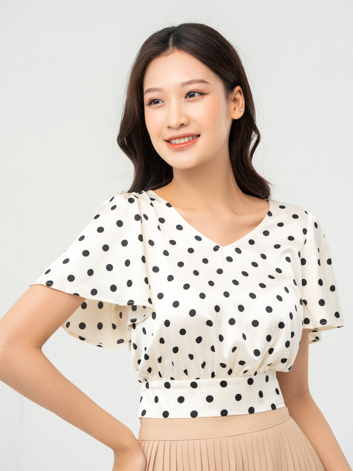 Áo Sơ Mi Tay Ngắn Nữ Croptop Đai Nơ Yody