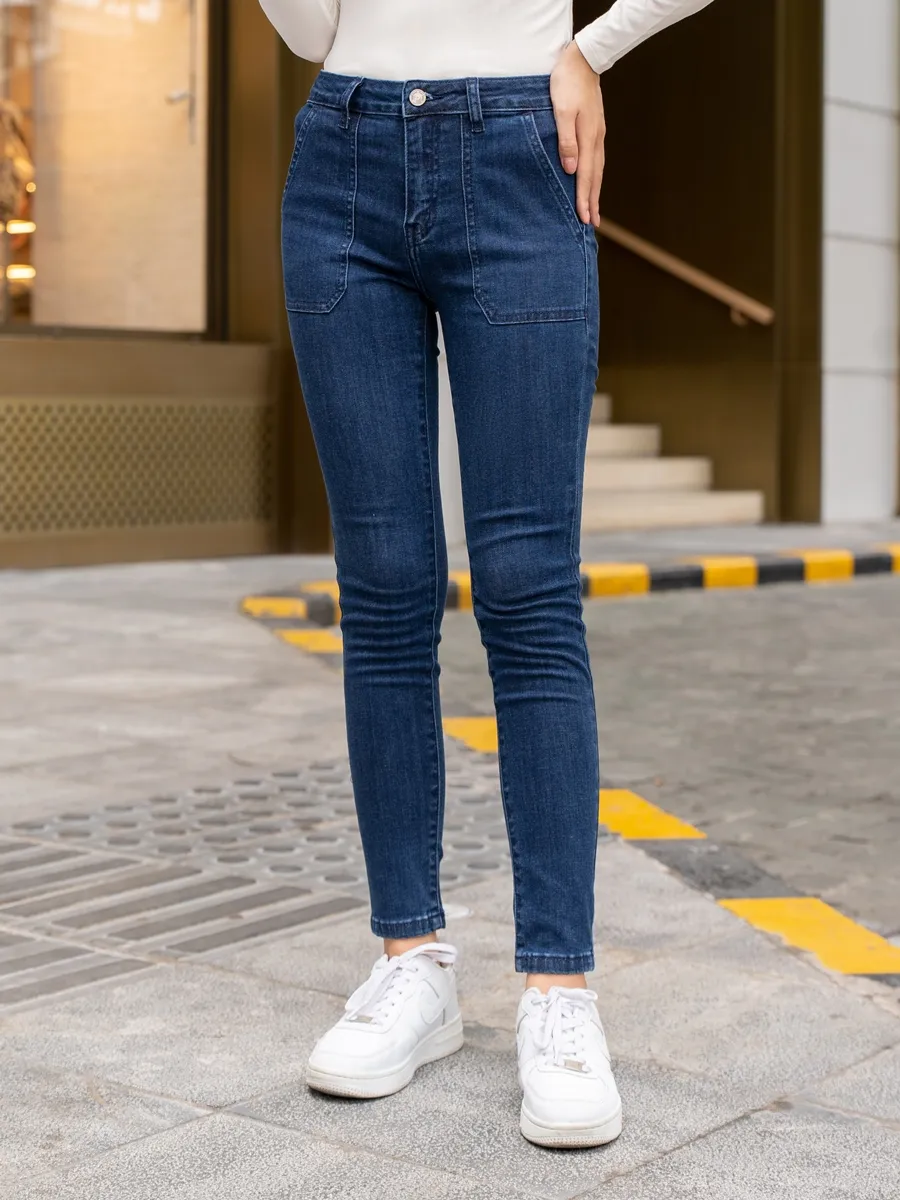 Quần Jeans Nữ Skinny Túi Vuông Co Giãn 4 Chiều | YODY