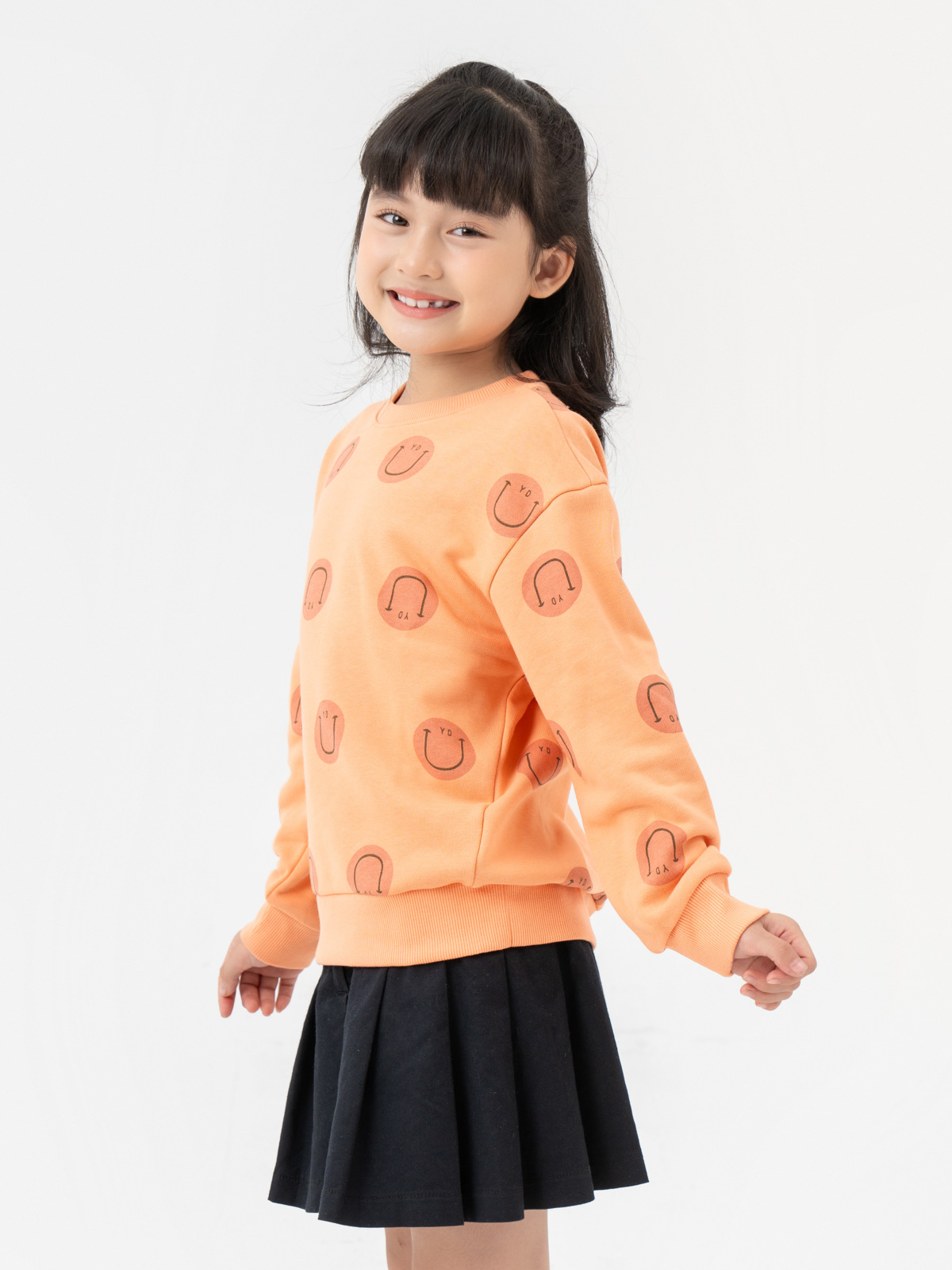 Áo Dài Tay Kid In Tràn Bo Gấu Họa Tiết Mặt Cười | YODY