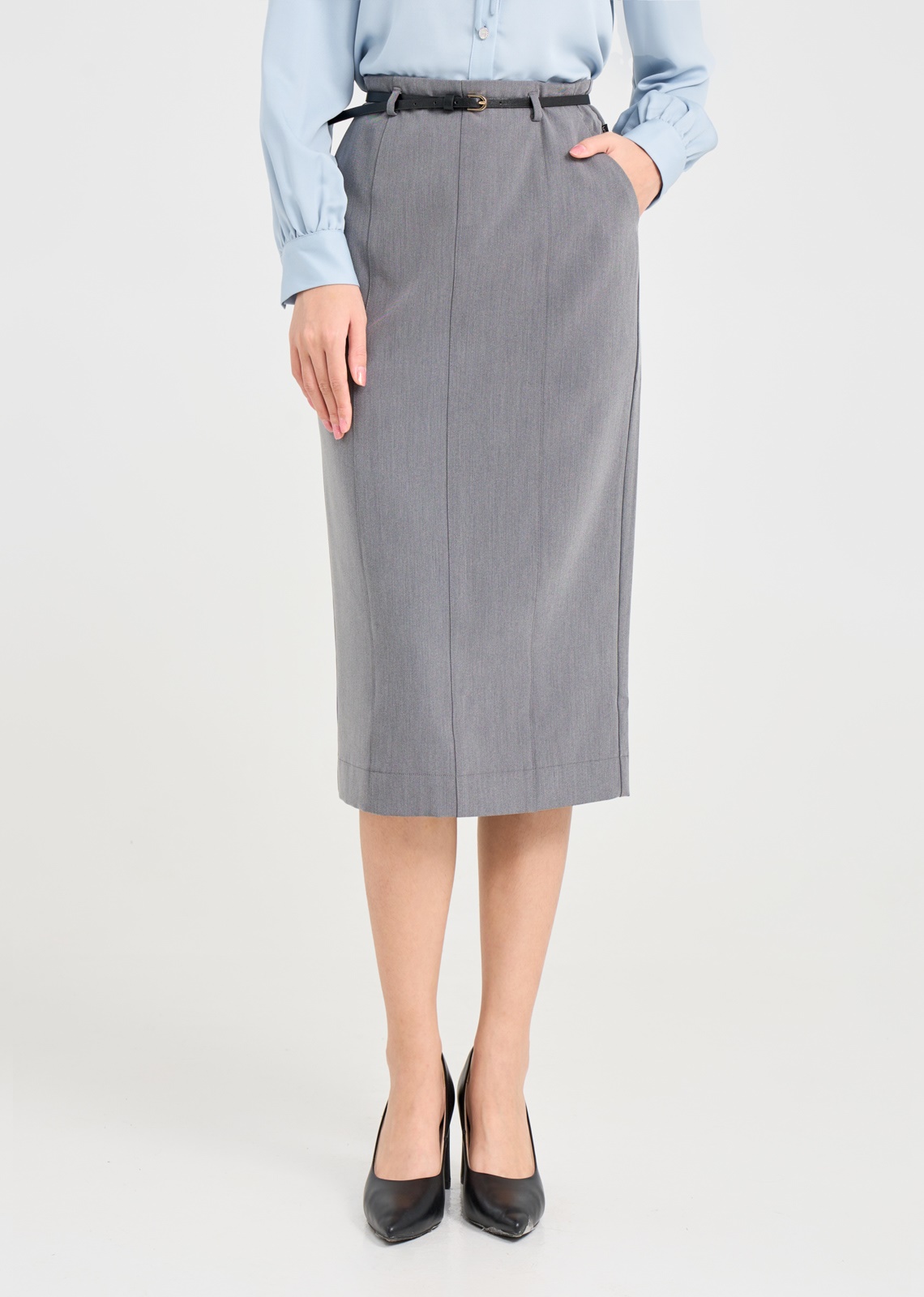 Chân Váy Nữ Đứng Dài Cạp Liền Kèm Đai | YODY