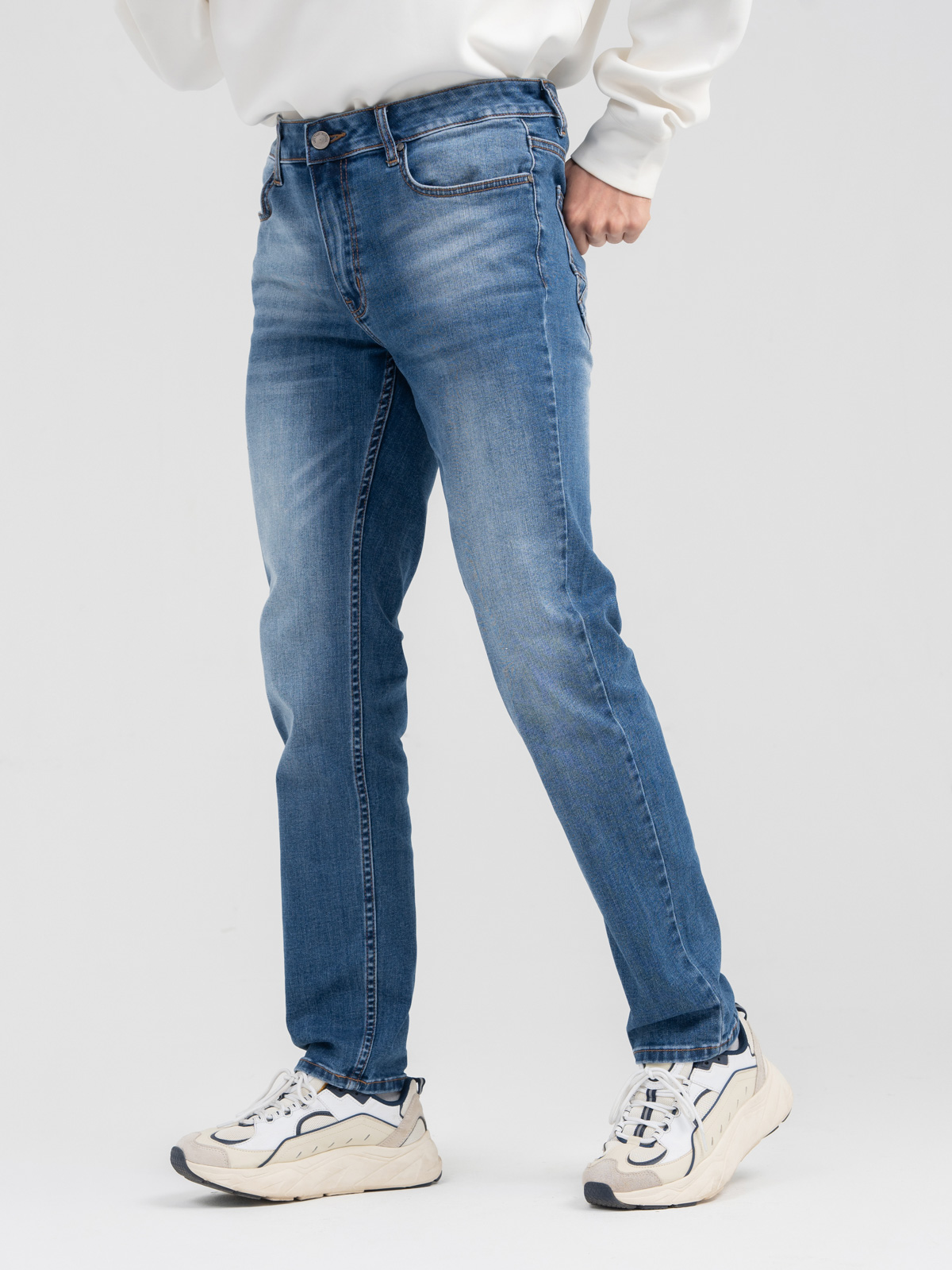 Quần Jeans Nam Slim Fit Ống Côn Coolmax | YODY